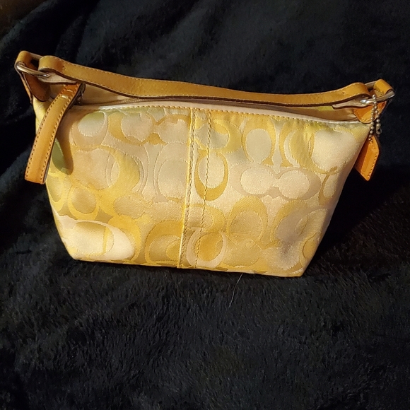Coach | Bags | Authentic Coach Yellow Signature Handbag Small Leather ...